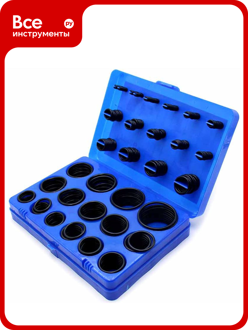 Набор колец резиновых уплотнительных HIMPT o-ring nbr70 метр. (№5в) 363шт, резиновый, красный