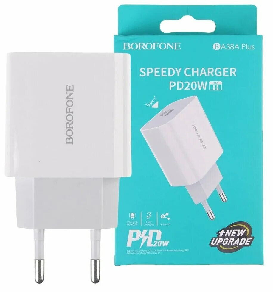 Сетевая зарядка Type-C, Borofone BA38A Plus, PD 20W, белый