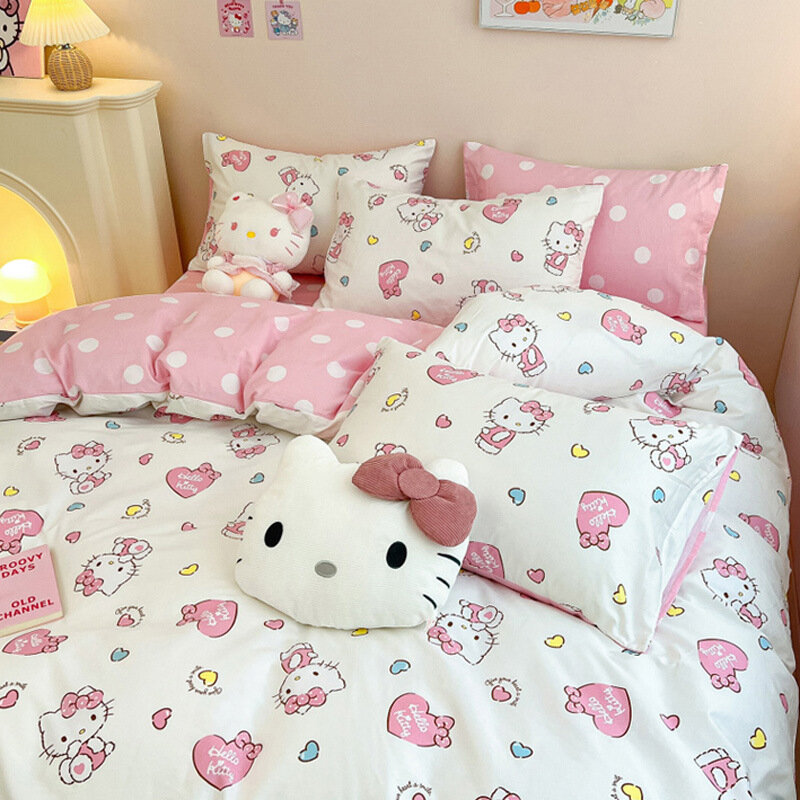 Комплект постельного белья из микрофибры Hello Kitty, 200х230 см, розовый