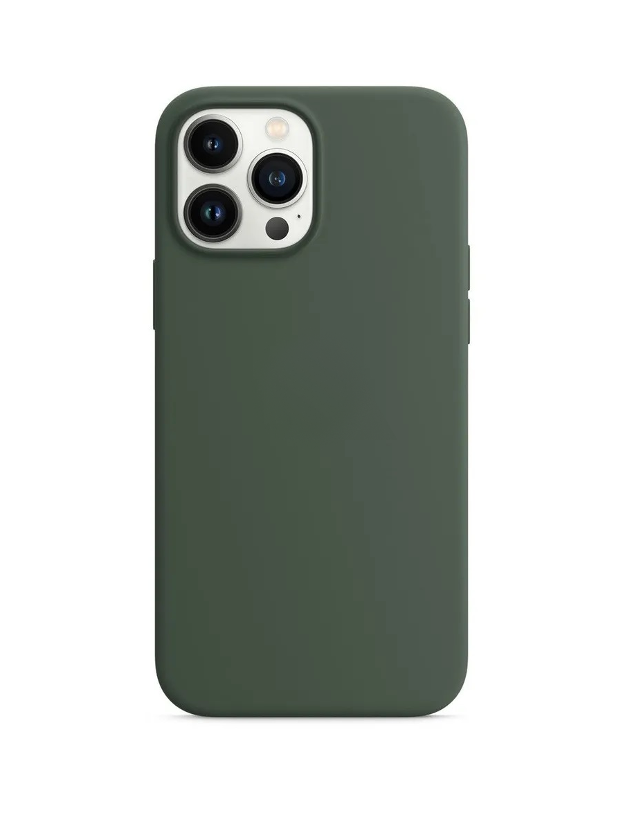 Чехол силиконовый Магсейф для iPhone 13 Pro Max Eucalyptus с анимацией NFC, Silicone case Магсейф для айфон 13 Про Макс - Тёмно зеленый