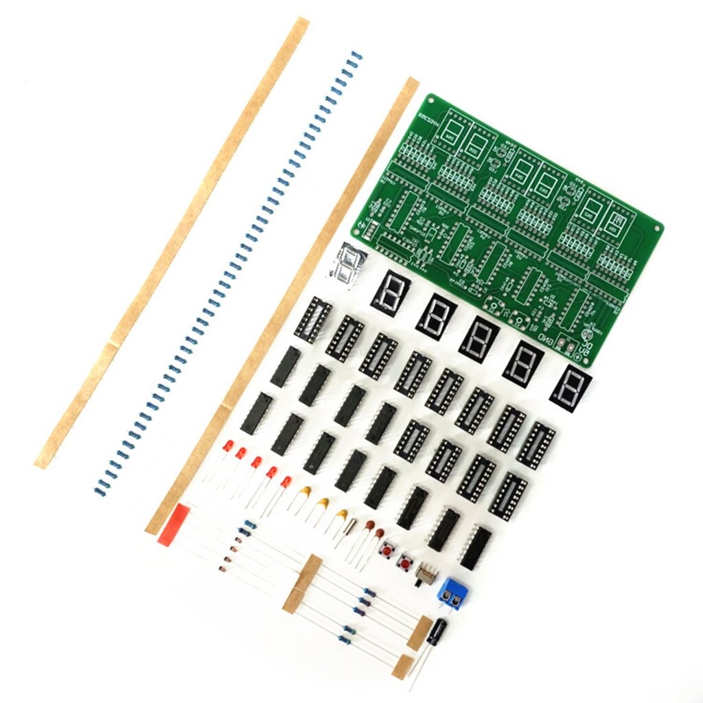 Учебный Проект по Практике Пайки Набора 6-Значных Цифровых Часов с Дисплеем Точного Времени