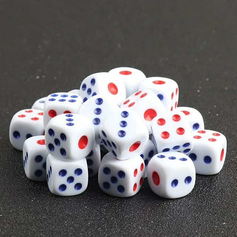 Игральные кости из оргстекла, набор 6 шт. цвета: красный, темно-розовый, горчичный — фото 1