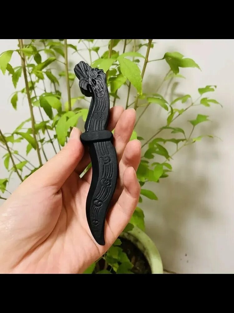 Кинжал ритуальный из матового обсидиана Дракон