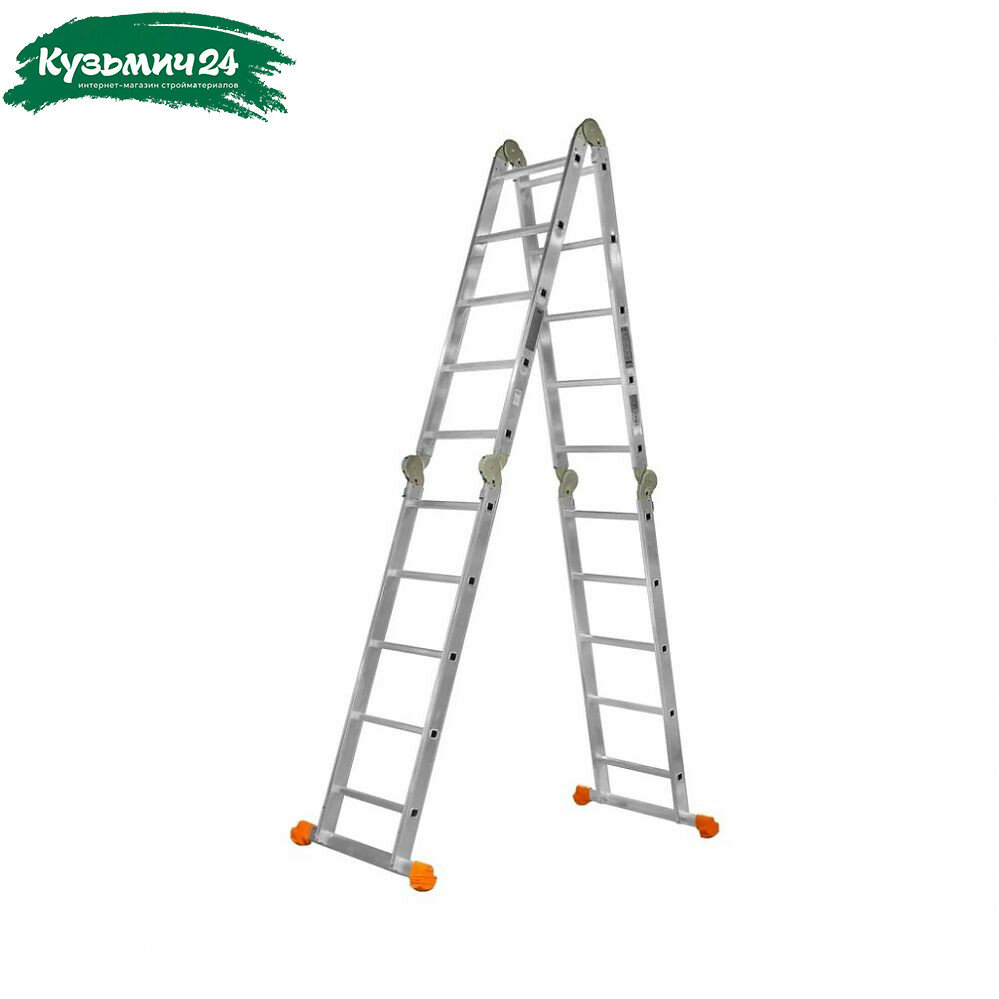 Лестница трансформер Эйфель Классик, алюминиевая, 4х5 ступеней, 4 секции, нагрузка до 150 кг, 1 шт.
