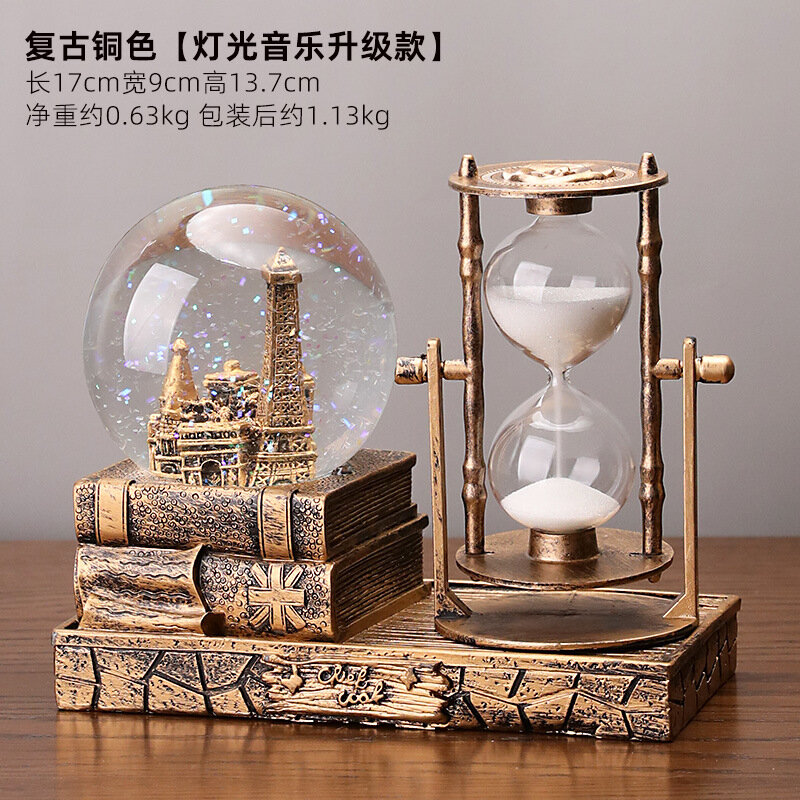 Песочные часы "Эйфелева башня", с хрустальным шаром, смоляные, ретро-серия "Астронавт"