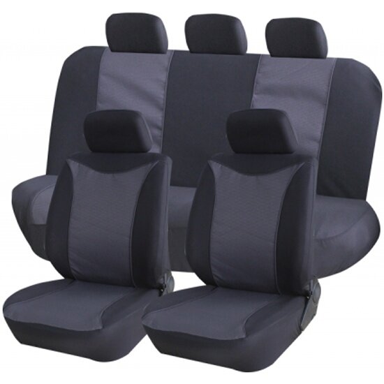 Авточехлы Kraft "PRESTIGE", полиэстер/жаккард, черно-серые