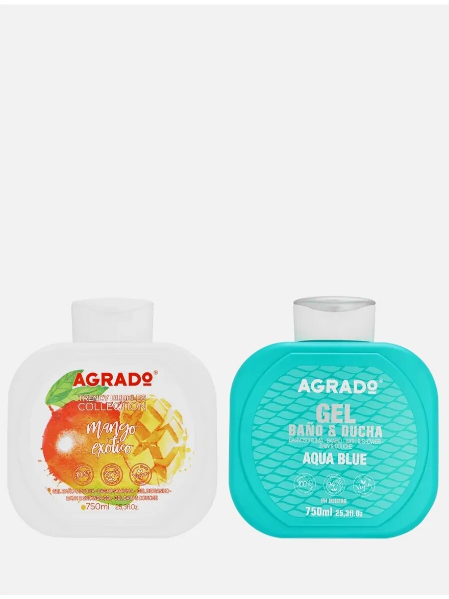 Набор гелей для ванны AGRADO exotic mango + aqua blue, Адвент