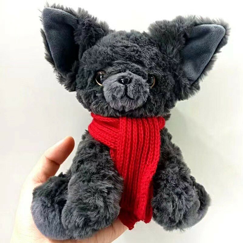 Игрушка плюшевая для кошек девон рекс с наполненным телом для детской комнаты и подарка красный шарф