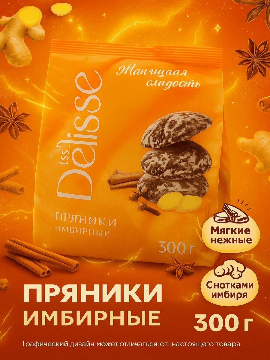 Пряники DELISSE Имбирные, 300г