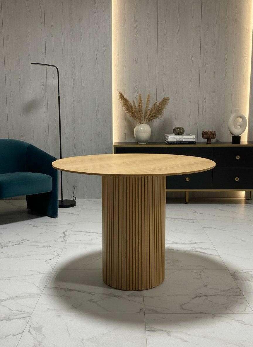 Стол круглый кухонный 90 см шпон дуба "Престиж"