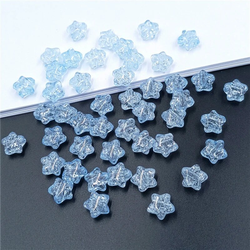 Бусины россыпью с пятиконечной звездой, имитация стекла с имитацией взрыва, для браслетов, ожерелий, подвесок «сделай сам», материалы для изготовления ювелирных изделий, 50 шт, 10 мм