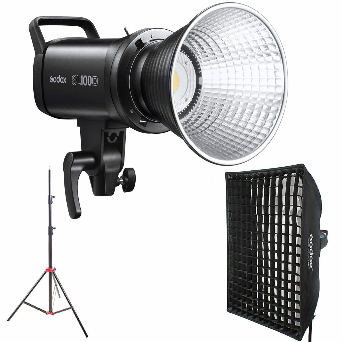 Комплект Godox SL100D, софтбокс-зонт UFW90х90см с сотами, стойка