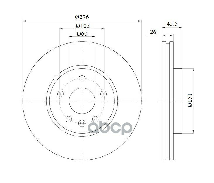 Диск тормозной перед. вентилируемый CHEVROLET Aveo 2011->/Cruze 2009->, OPEL Astra J 2009-> S&K арт. SKBD1031