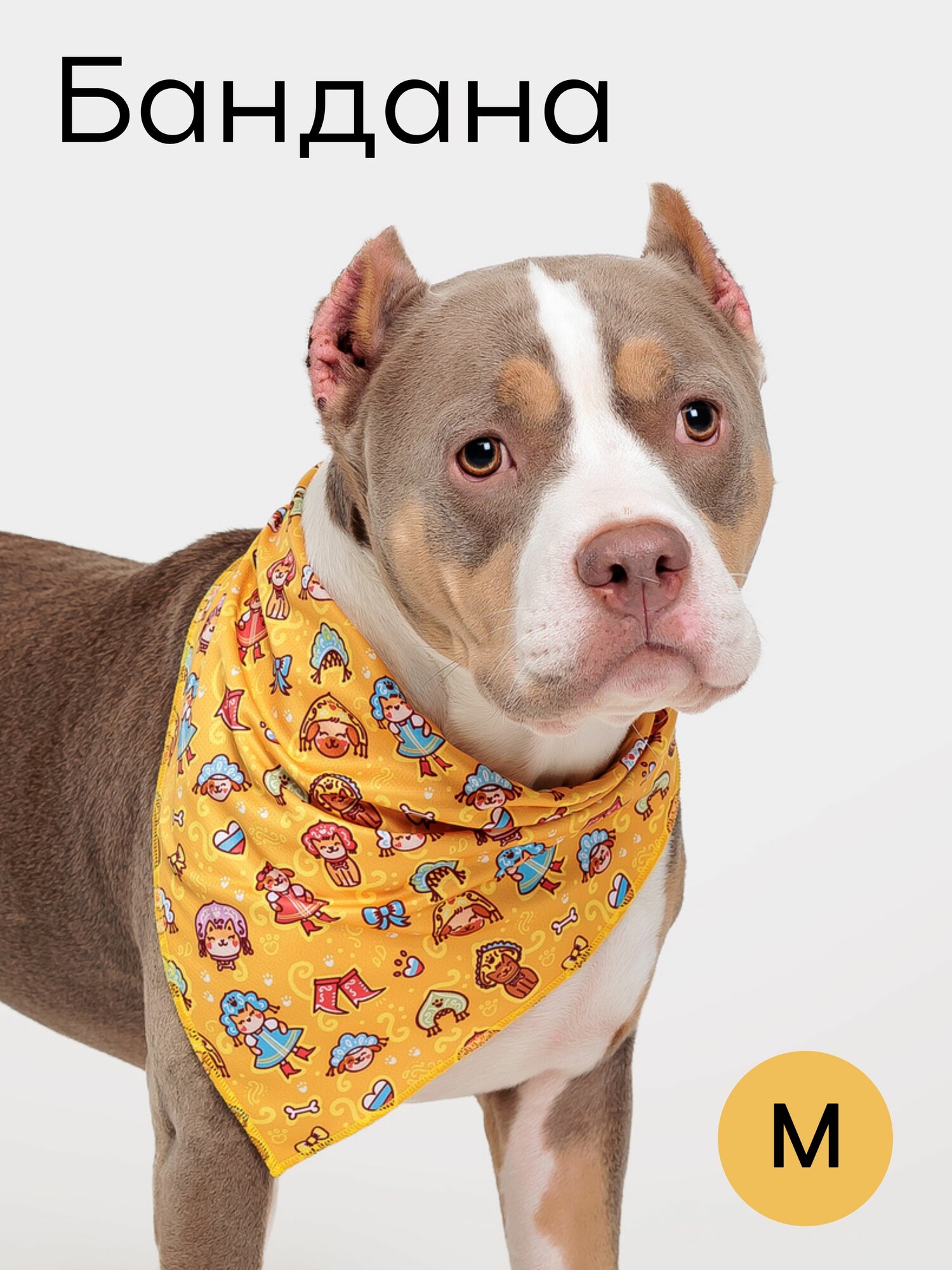Бандана для собак и кошек, Русcкие собачки, жёлтая, M