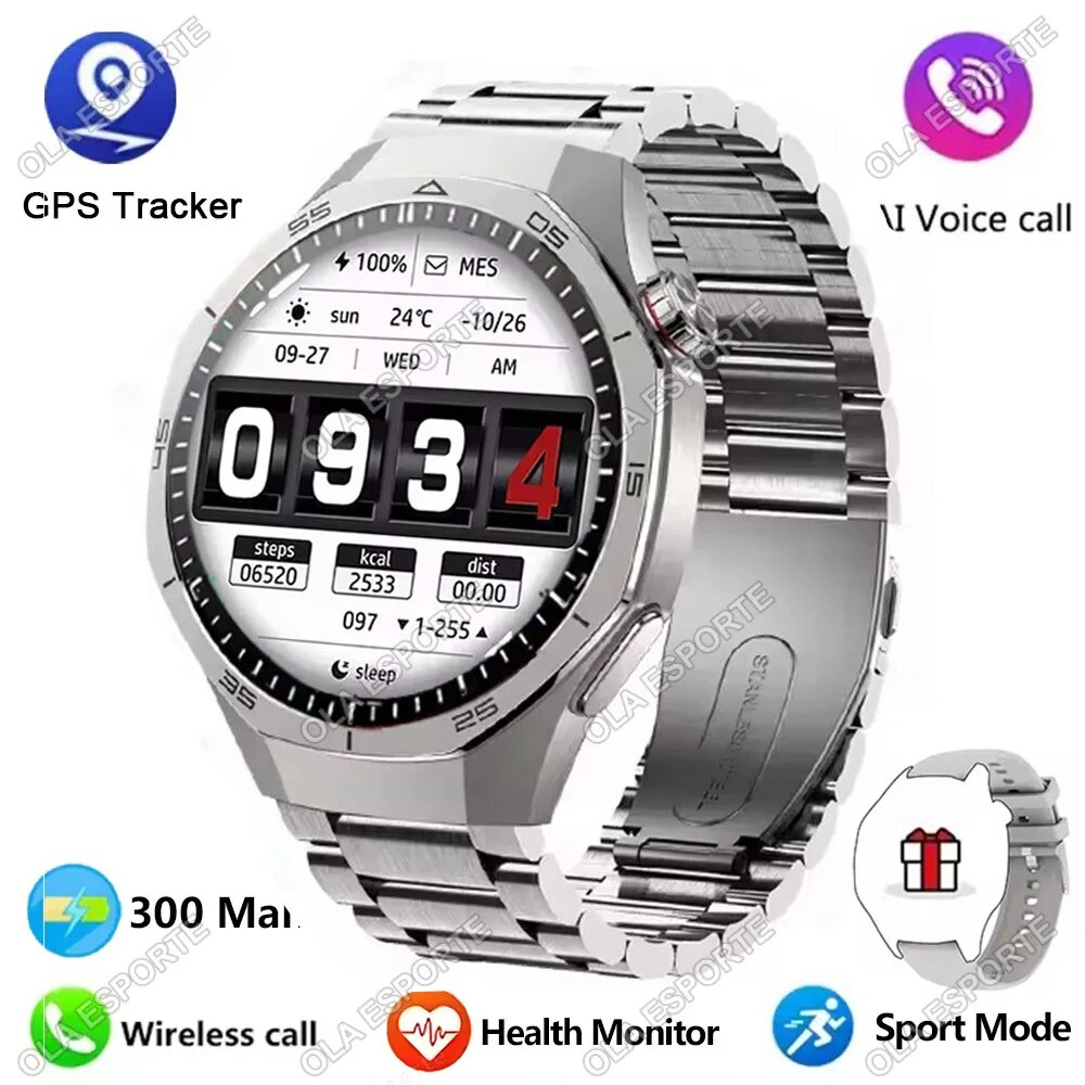 Smart Watch Мужские с GPS, Silver Steel