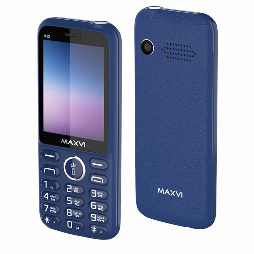 Телефон MAXVI K32, FM-радио, встроенный медиаплеер, 2SIM, 32Mb RAM, синий