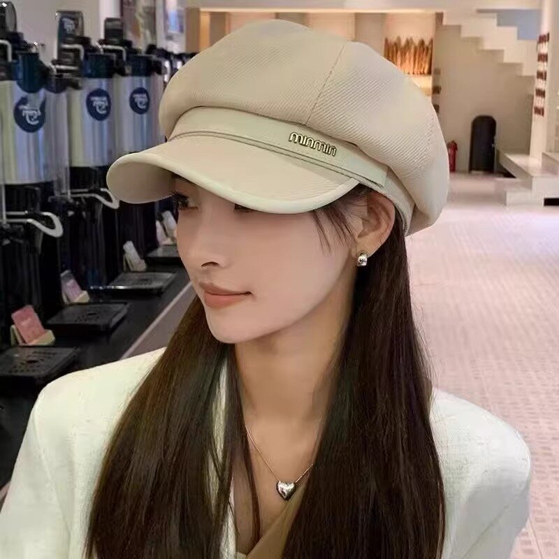 Корейский стиль, весенне-осенняя кепка-утка для женщин, повседневная шляпа художника в стиле ретро, берет, открывающая лицо, маленькая британская универсальная восьмиугольная шляпа
