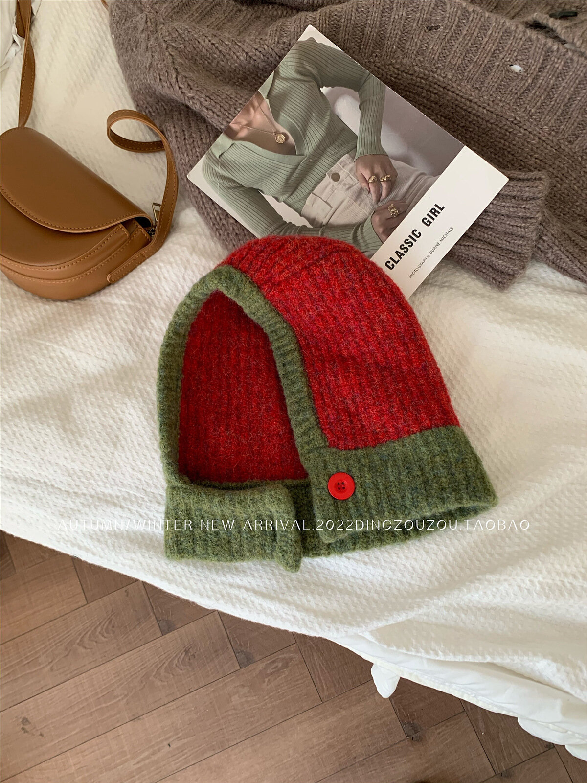 Ding Zouzai Балаклава женская осенне-зимняя теплая шейный шарф цельная вязаная шерстяная шапка защита ушей шляпа Lei Feng