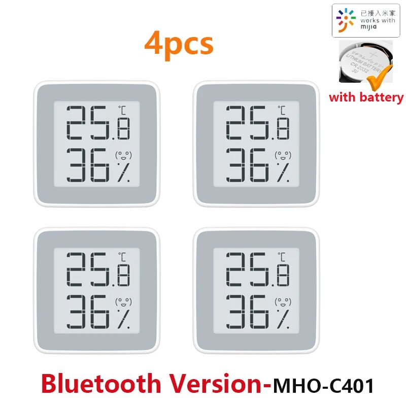 4шт Термогигрометр Bluetooth MHO-C401 с батарейкой