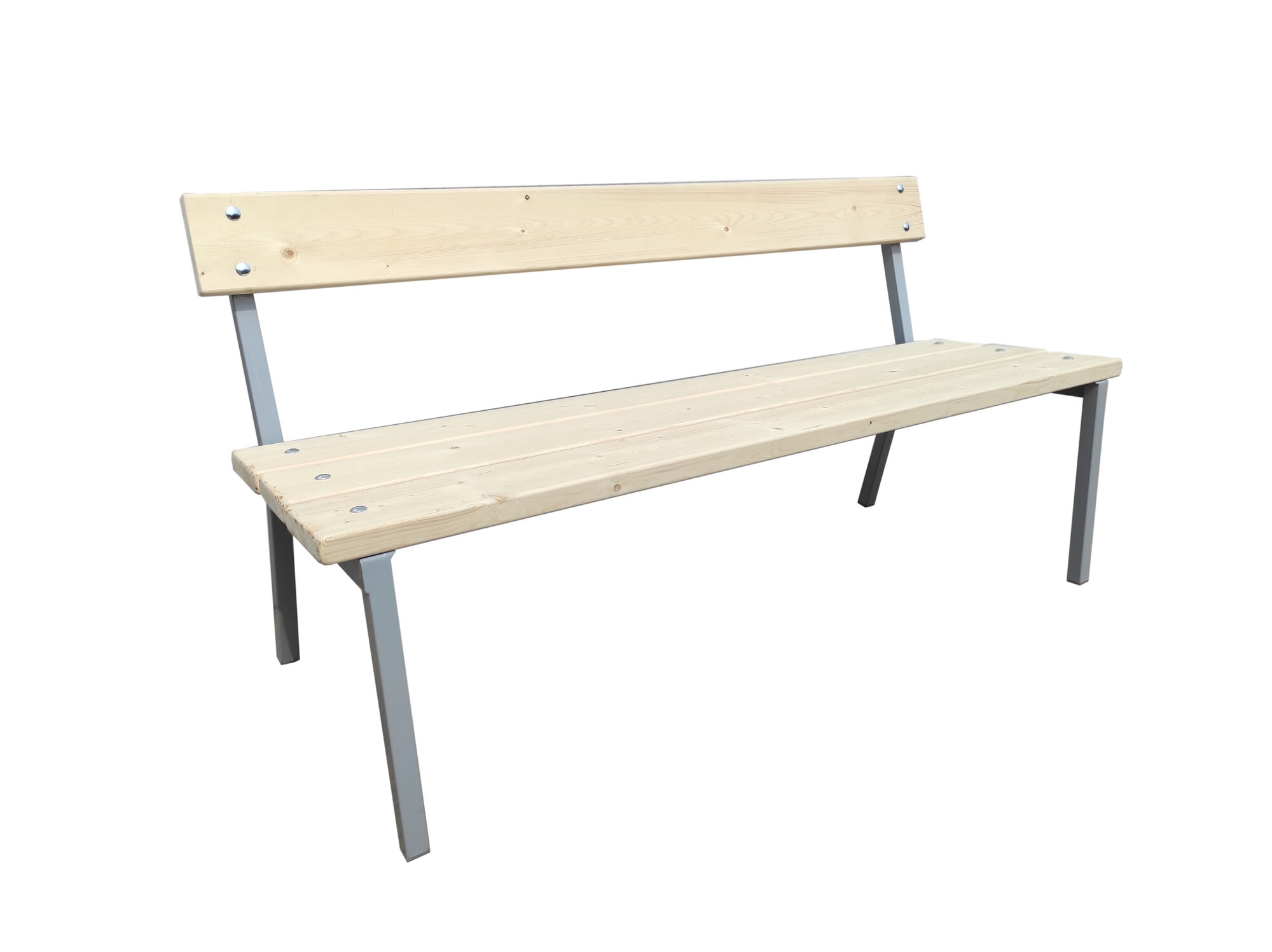 Скамья со спинкой "Ультра-51" 1,5 м. Доски без покраски. Серый каркас.