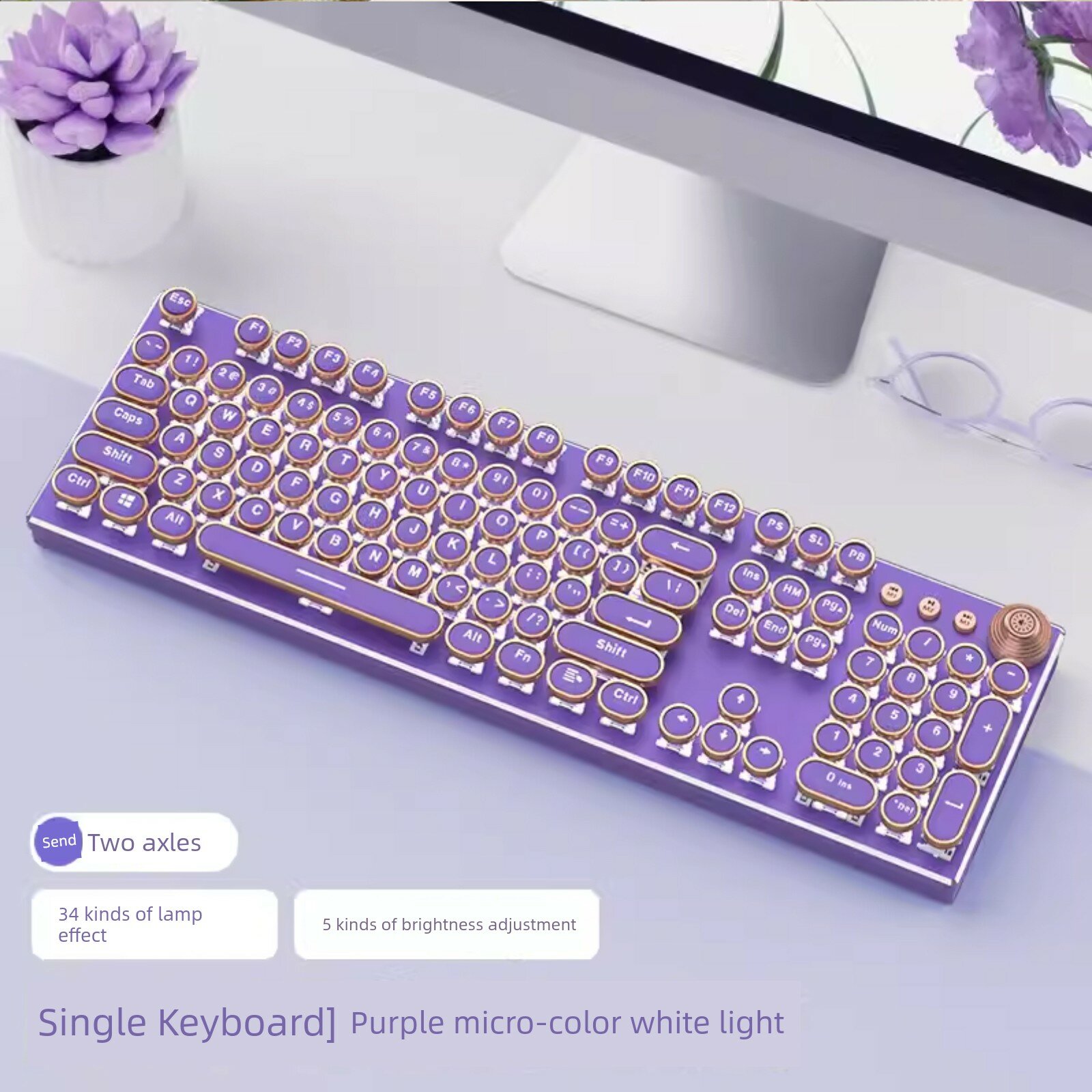 Механическая клавиатура в стиле стимпанк (Тайваньская фонетическая нотация), синие/черные переключатели, 87/104