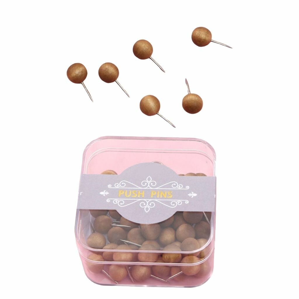 1 коробка из 50 штук, деревянные простые гвозди для пробковой доски-коричневые