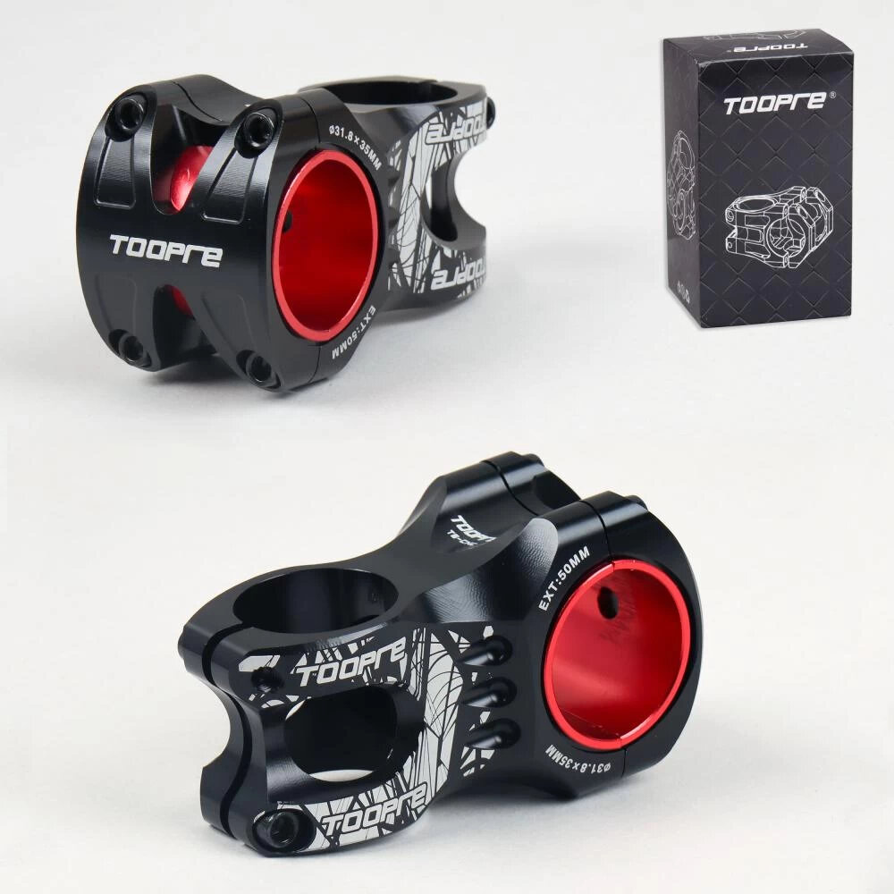 Вынос TOOPRE алюм, для безрезьб. вилки 28.6, под руль 31,8мм, 50мм , угол 0° черный