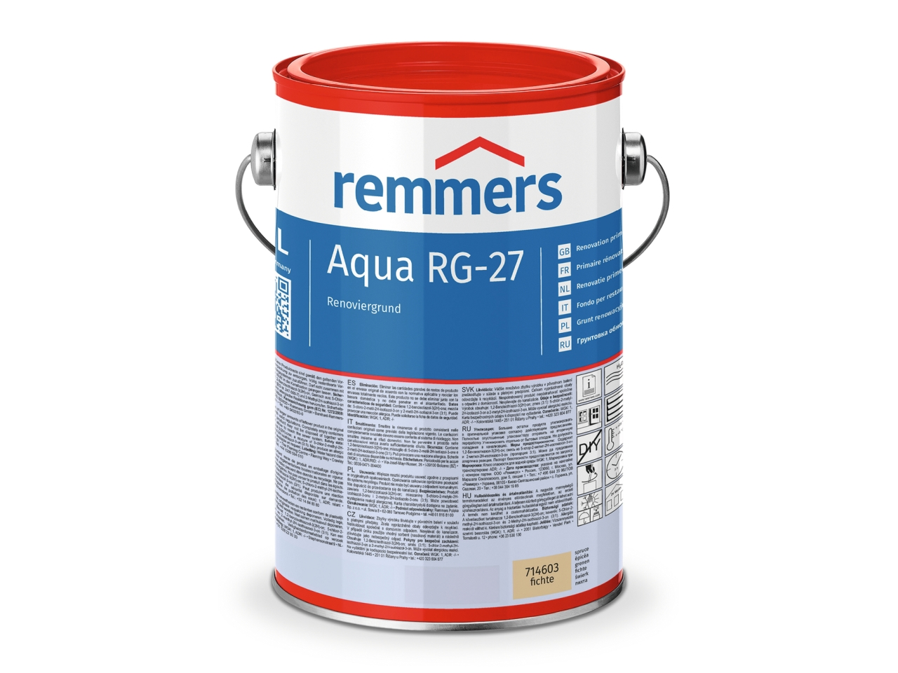 Состав Грунтовочный Специальный Remmers Aqua RG-27 Renoviergrund 2.5л для Осветления Посеревшей и Выветренной Древесины.
