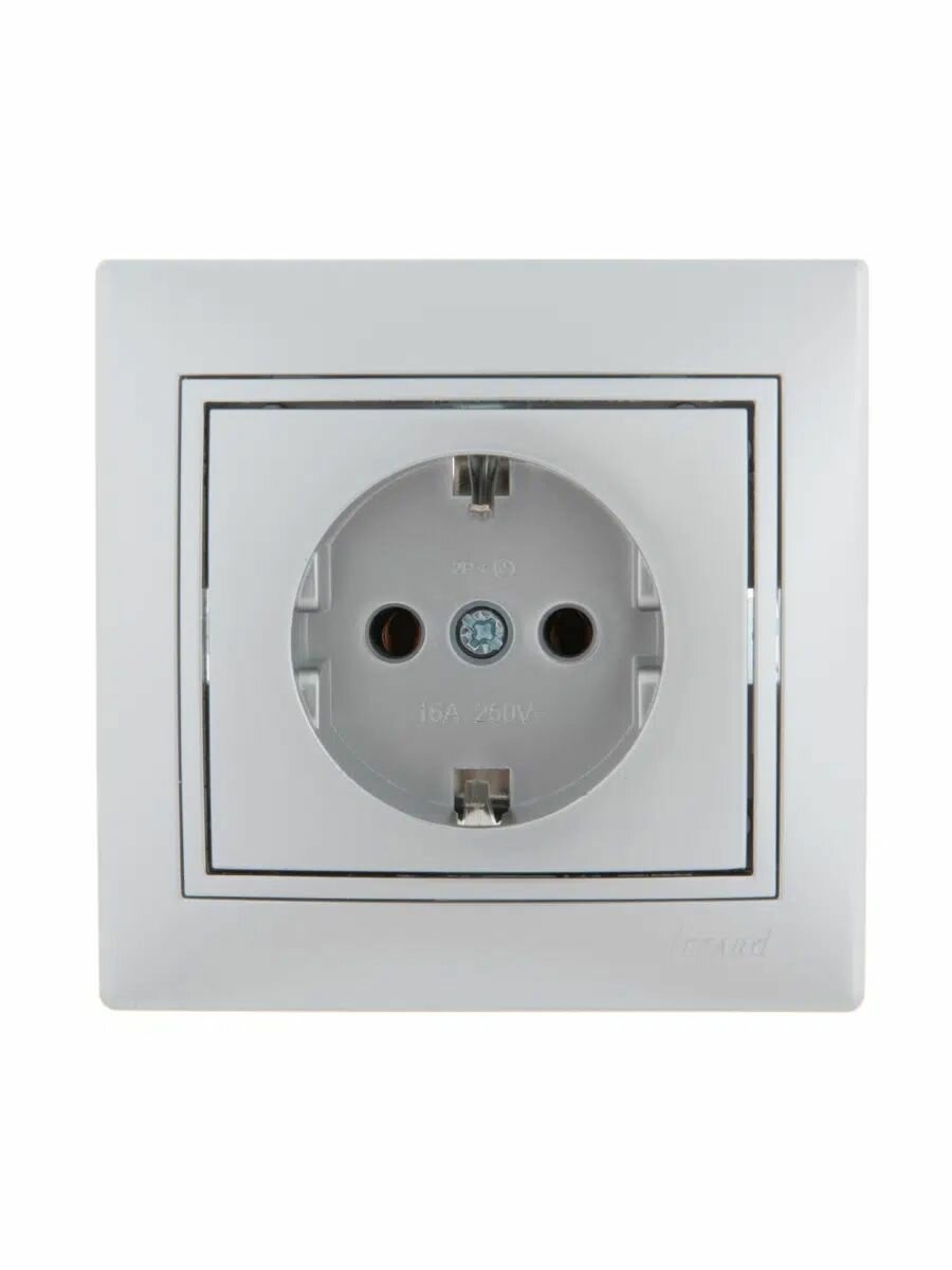 Розетка 1-м СП Mira 16А IP20 с заземлением со вставкой керамика серый металл LEZARD 701-1010-122