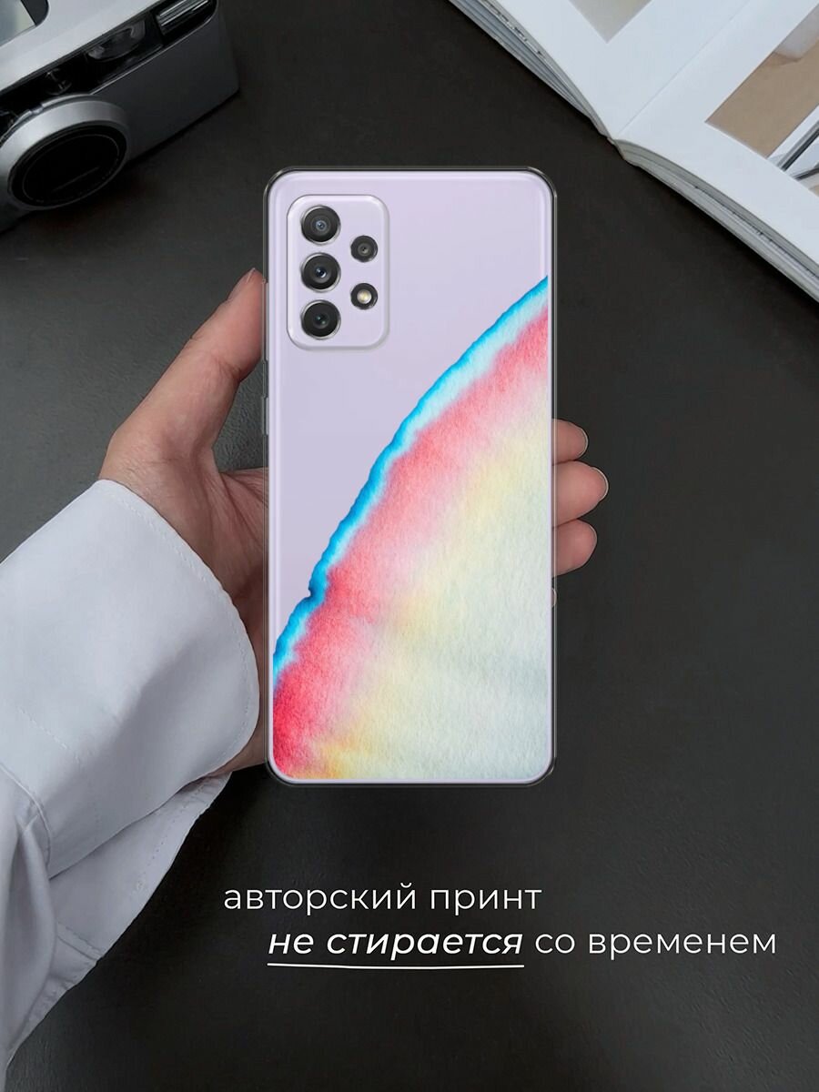 Чехол на Samsung Galaxy A73 / Самсунг Галакси А73 с принтом Слияние красок, прозрачный — фото 1