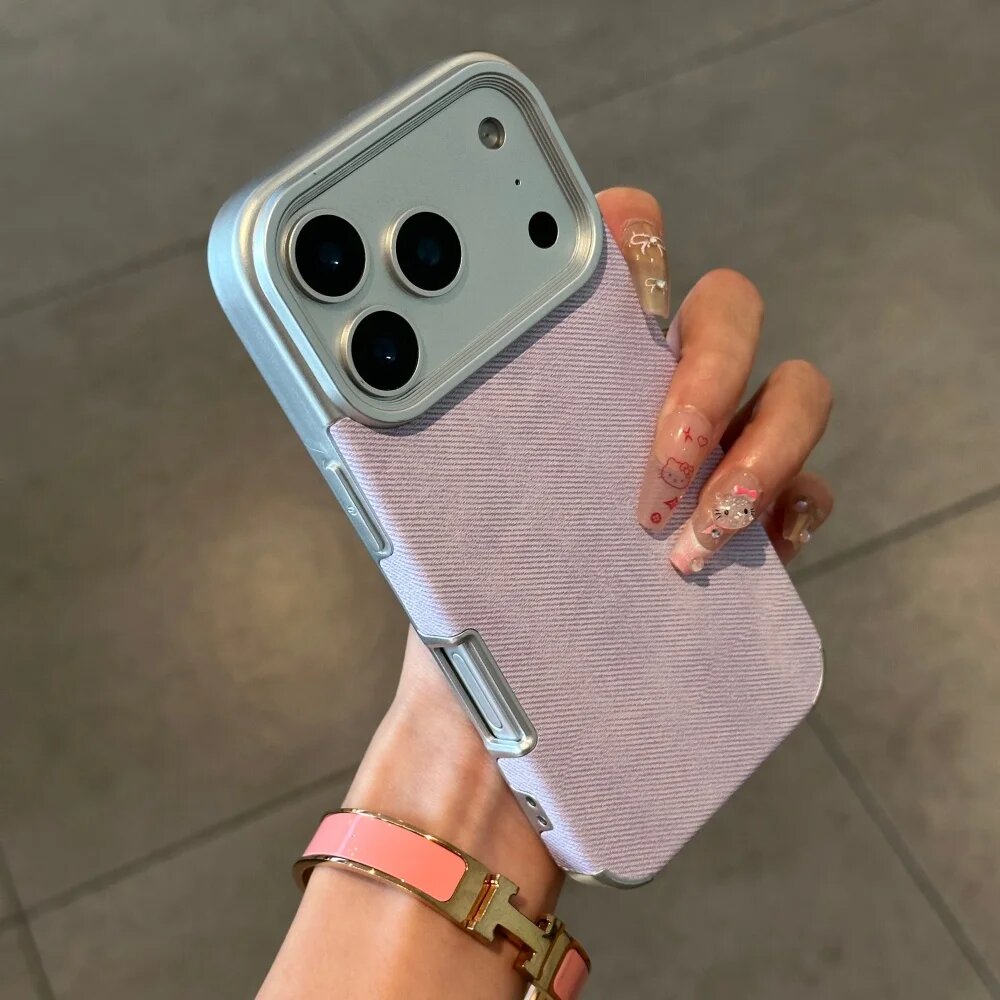 Чехол для iPhone 15 Pro Purple, джинсовый, мягкий