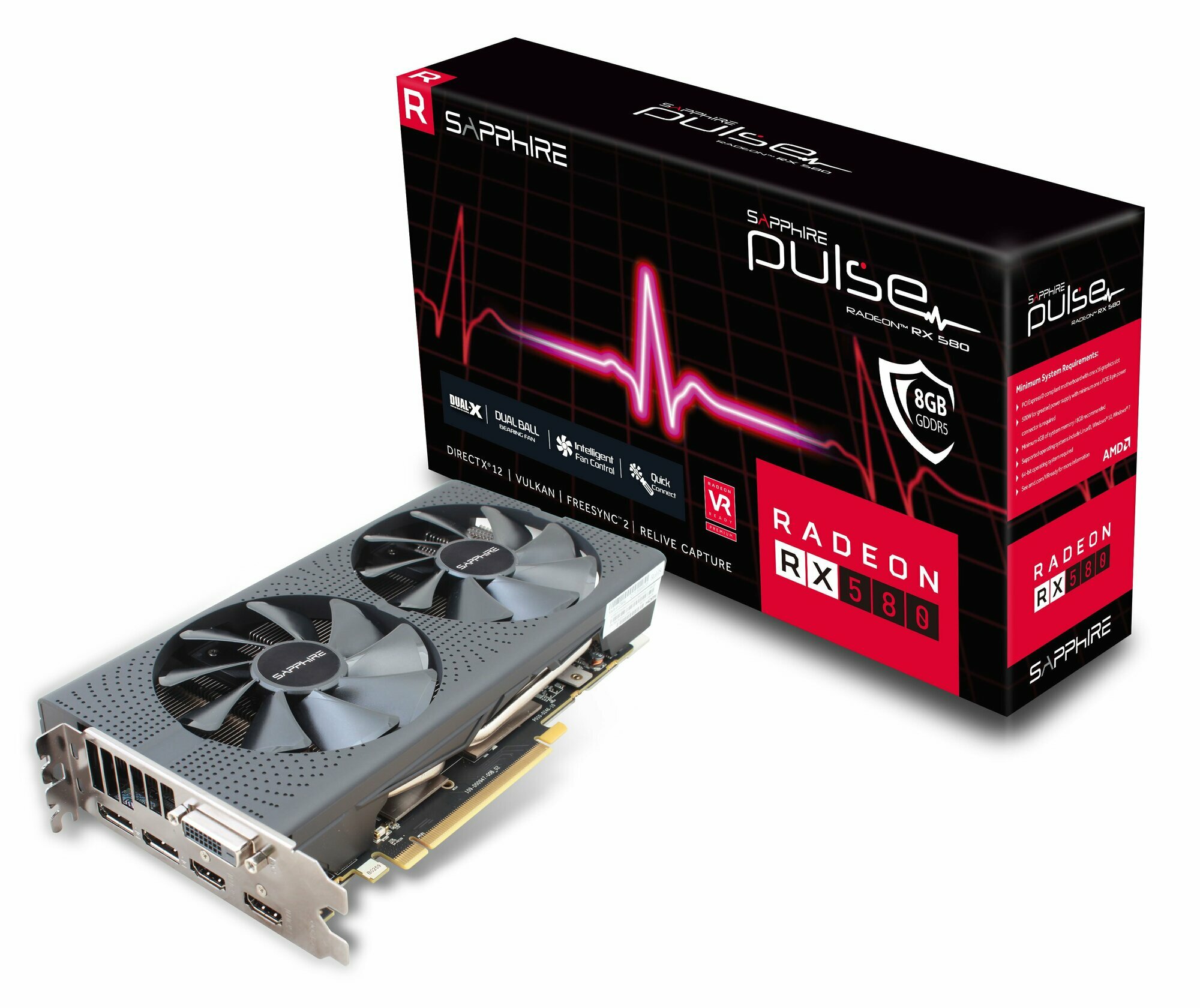 Видеокарта Sapphire Nitro+ RX 580 OC, 8ГБ, 2304 SP, один DVI порт