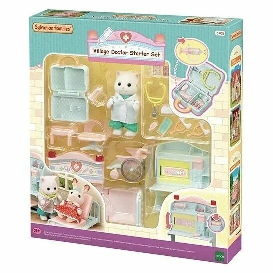 Стартовый набор Epoch Sylvanian Family Calico Critters "Деревенский доктор", игровой набор для кукольного домика с фигуркой и аксессуарами