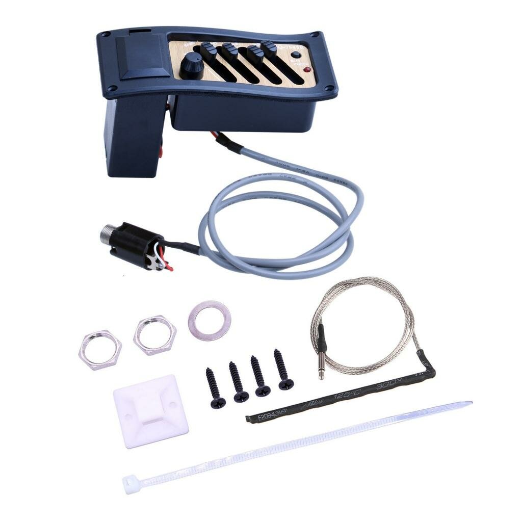 4-полосный эквалайзер Эквалайзер для акустических и коробчатых гитар С предустановочным комплектом