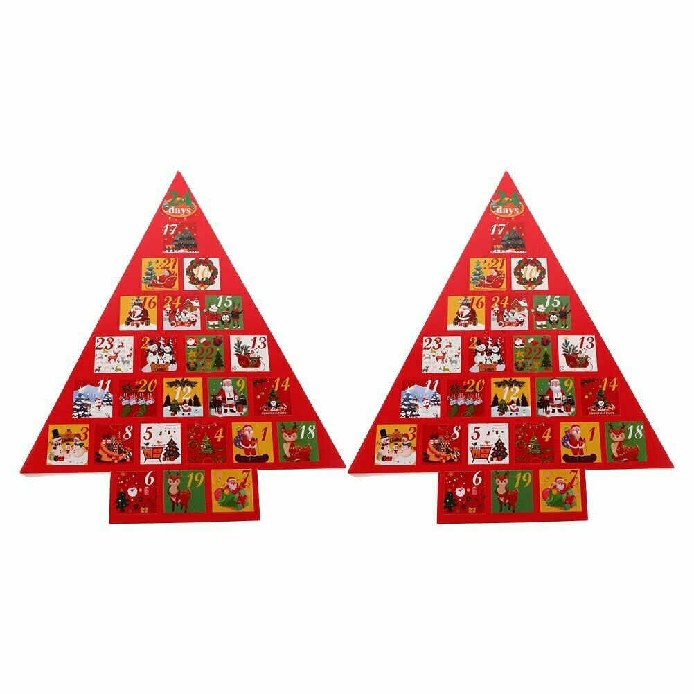 Рождественский Адвент-Календарь, 2 Штуки, Из Бумаги, Прямоугольной Формы, Для Творческого Diy И Подсчета Дней До Рождества, Размер 41.00X33.00X3.50 См