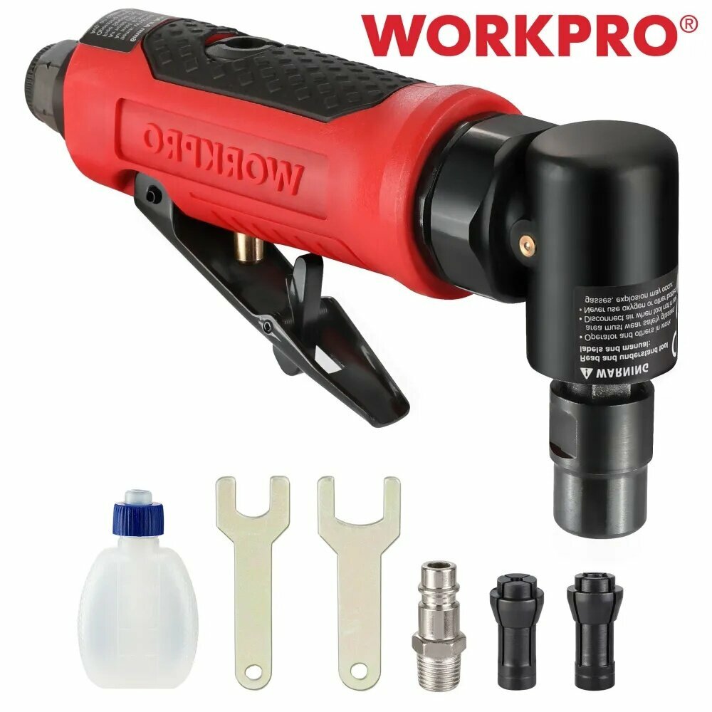 WORKPRO Пневматическая угловая шлифовальная машина, максимальное давление 6,3 бар, 20000 об/мин