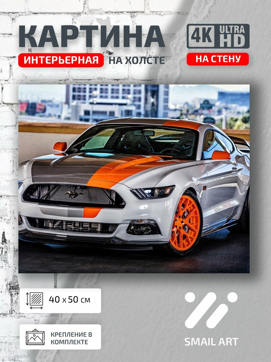 Картина на холсте интерьерная 40 на 50 на стену Диски mustang для студии авто дизайн декор