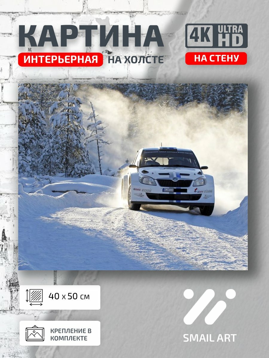 Картина на холсте интерьерная 40 на 50 на стену Ралли Car для геймера авто дизайн интерьер