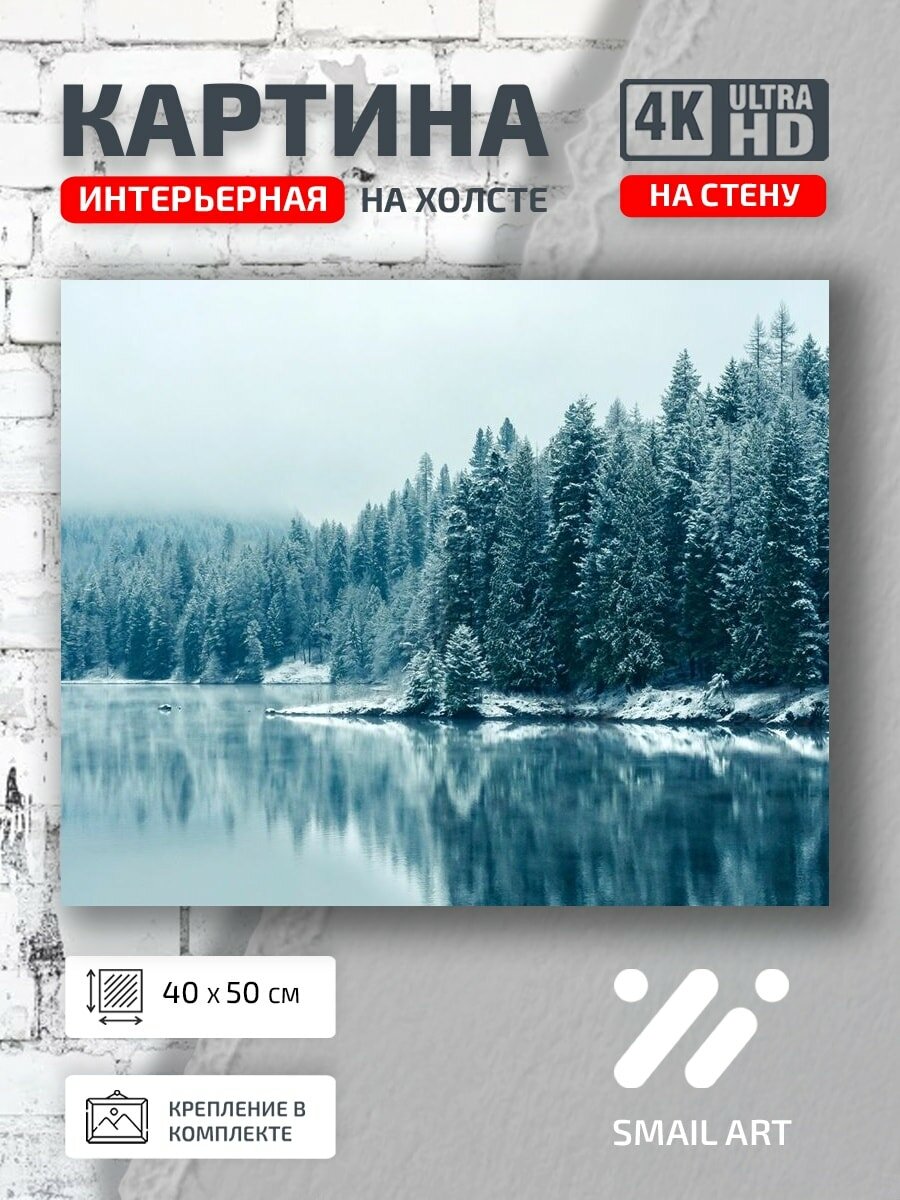 Картина на холсте интерьерная 40 на 50 на стену реке Кутеней для офиса пейзаж