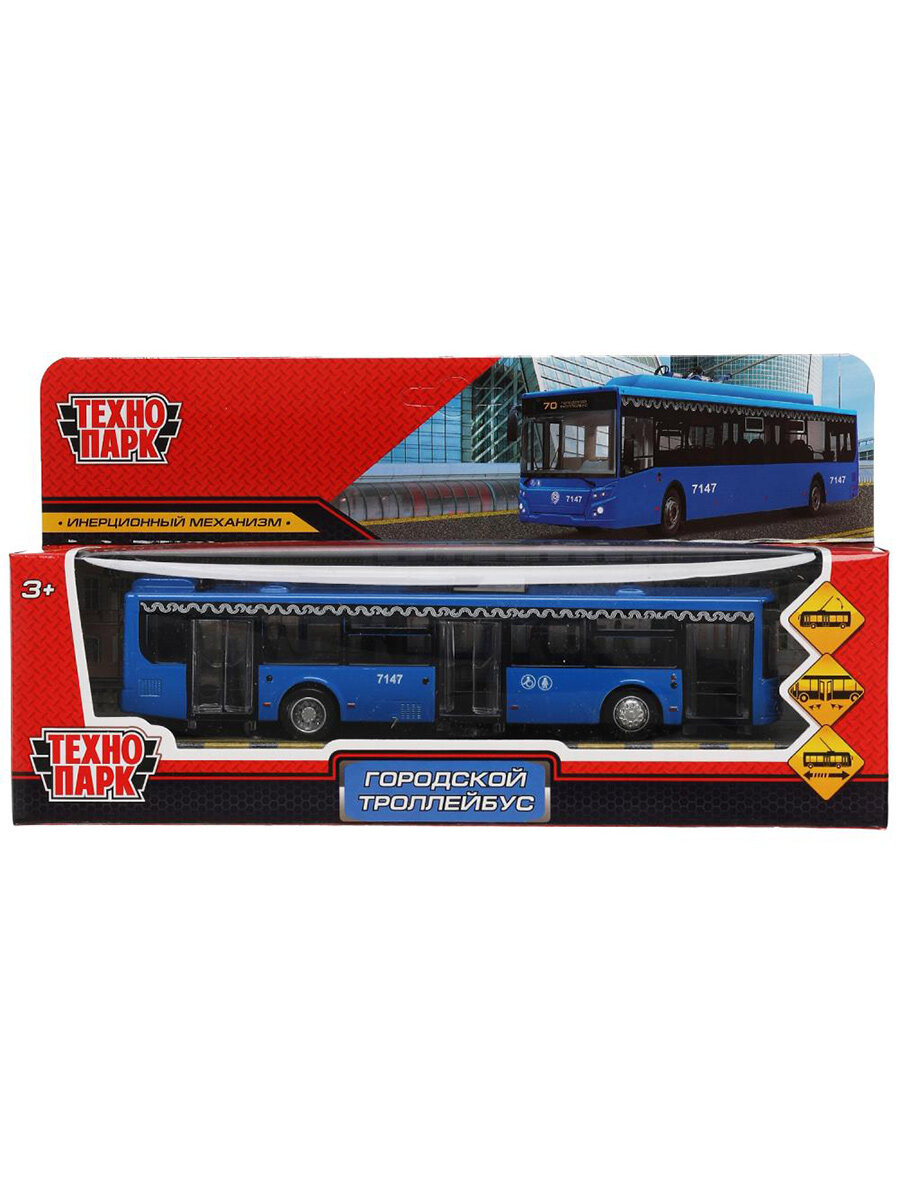 Технопарк Толлейбус Метрополитен 18 см синий металл ТRОLL-18МОS-ВU с 3 лет