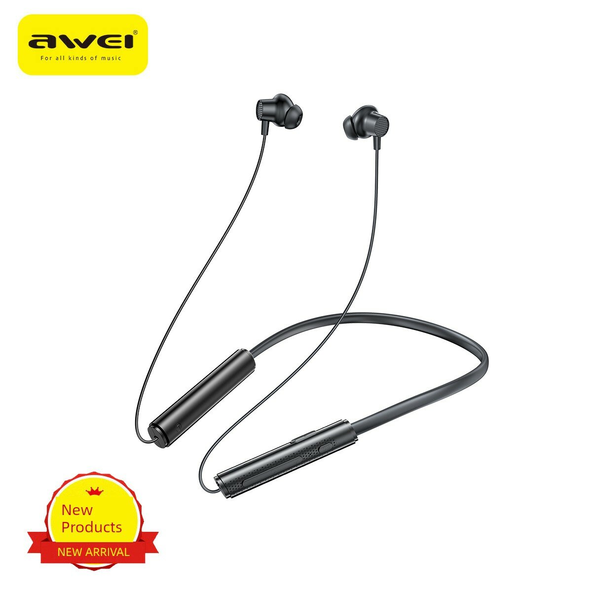Беспроводные вкладыш-наушники AWEI с Bluetooth 5.4 и EQ-звуком для бега, спорта и звонков, одна пара для двух устройств