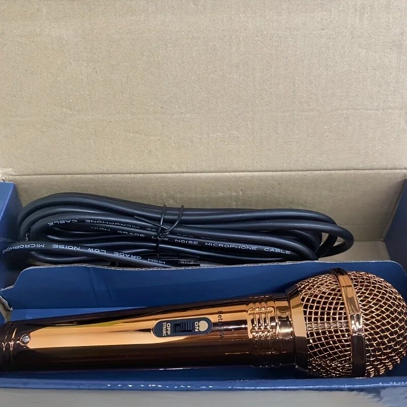 77A золотой микрофон с переключателем, проводной динамический микрофон, идеально подходящий для вечеринки, караоке, пения, записи вокала, звука