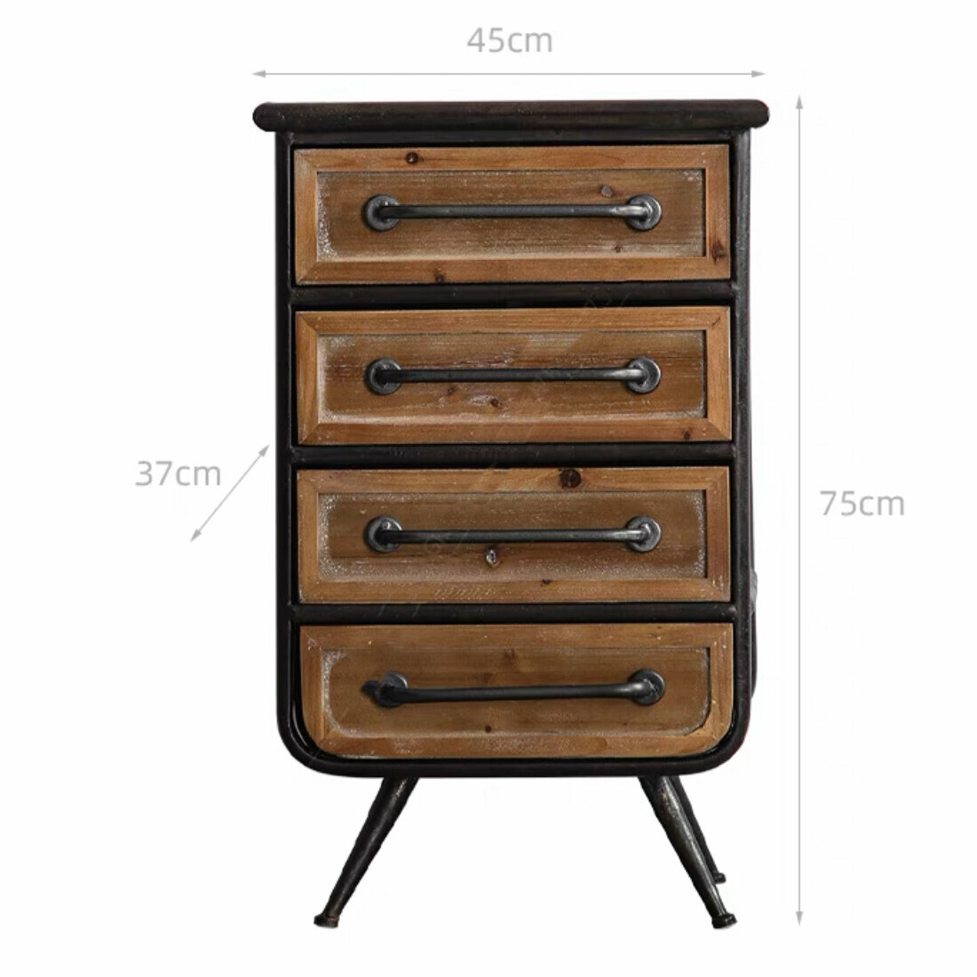 Комод 4 ящика в стиле loft Kelmis из натурального дерева и металла