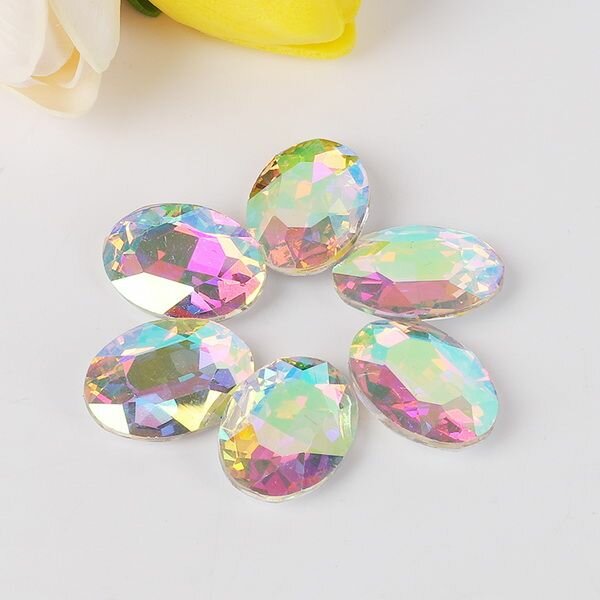 Овальные стеклянные стразы хрустальные для декора, флористики, бижутерии и рукоделия, гранёные кристаллы 4x6 6x8 10x14 мм, набор блестящих камней для скрапбукинга, заколок, бантов и свадебных аксессуаров