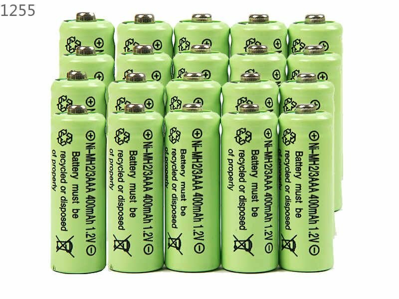 Аккумулятор 2/3 AAA NI-MH 400mah (2/3 от мизинчикового аккумулятора)1,2 В,20 шт, не батарейка типа ААА