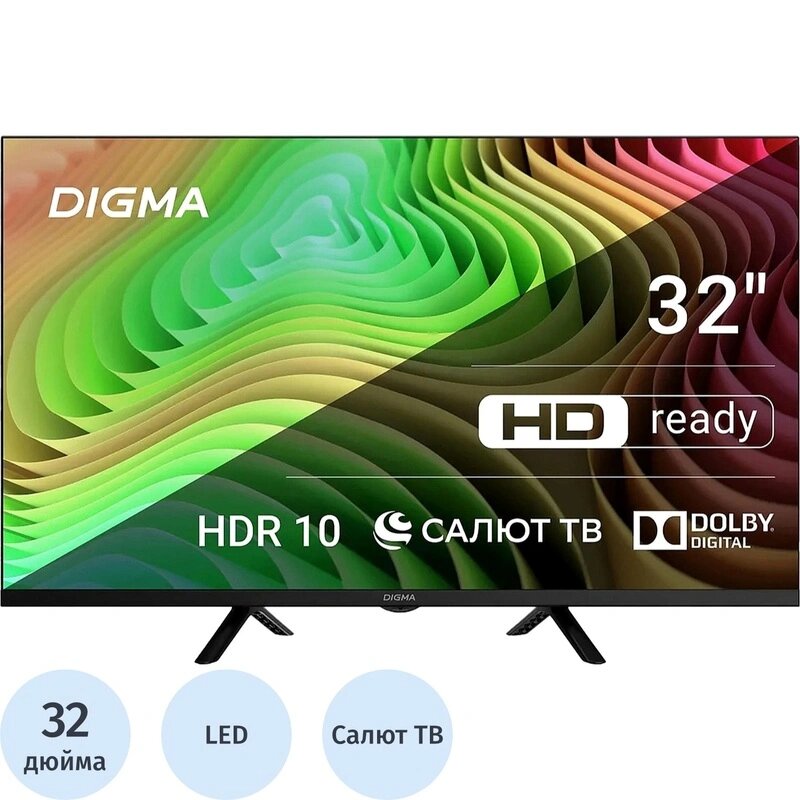 Телевизор Digma DM-LED32SBB34, HD ready, смарт (Салют ТВ)