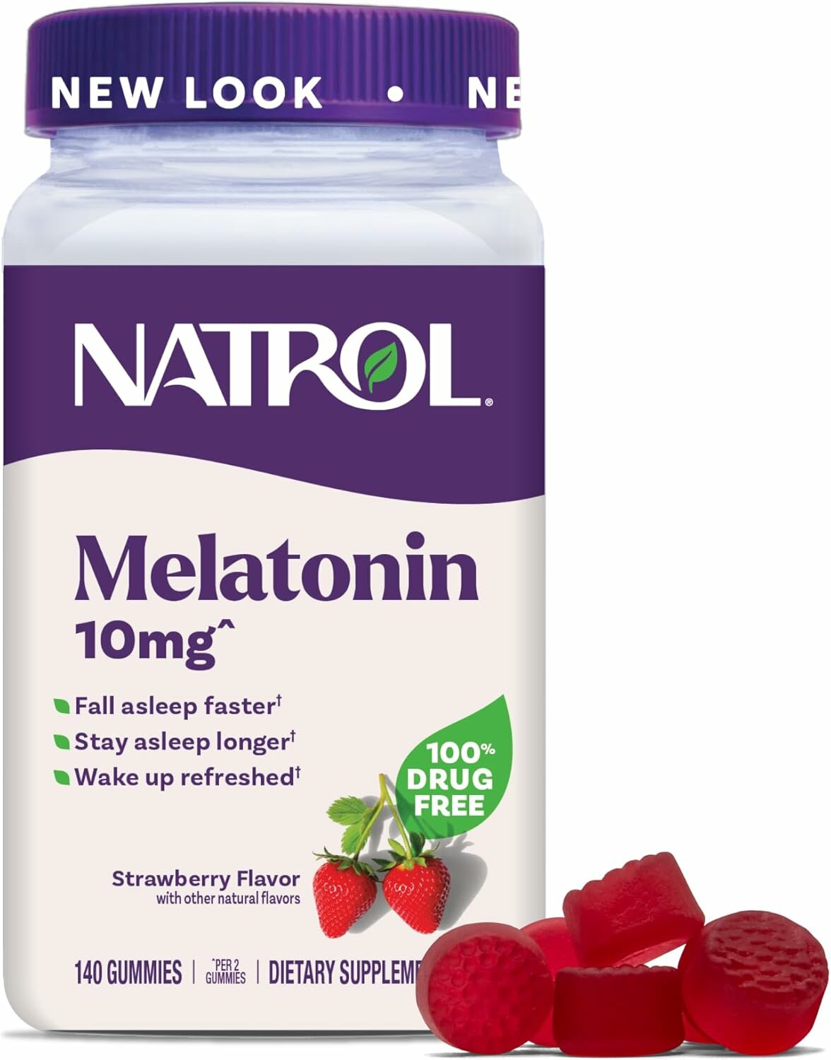 Жевательные мармеладки Natrol Melatonin, для сна, клубника, 10мг, 140 шт