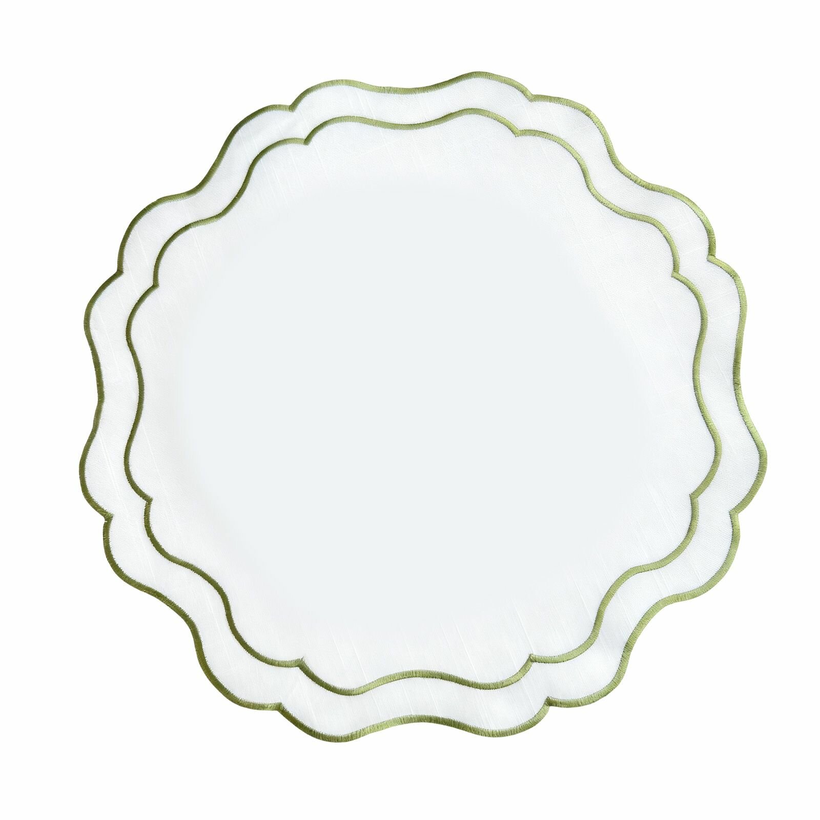 Круглая салфетка для стола с вышитыми фигурными краями стираемая из полиэстера банкетного декора