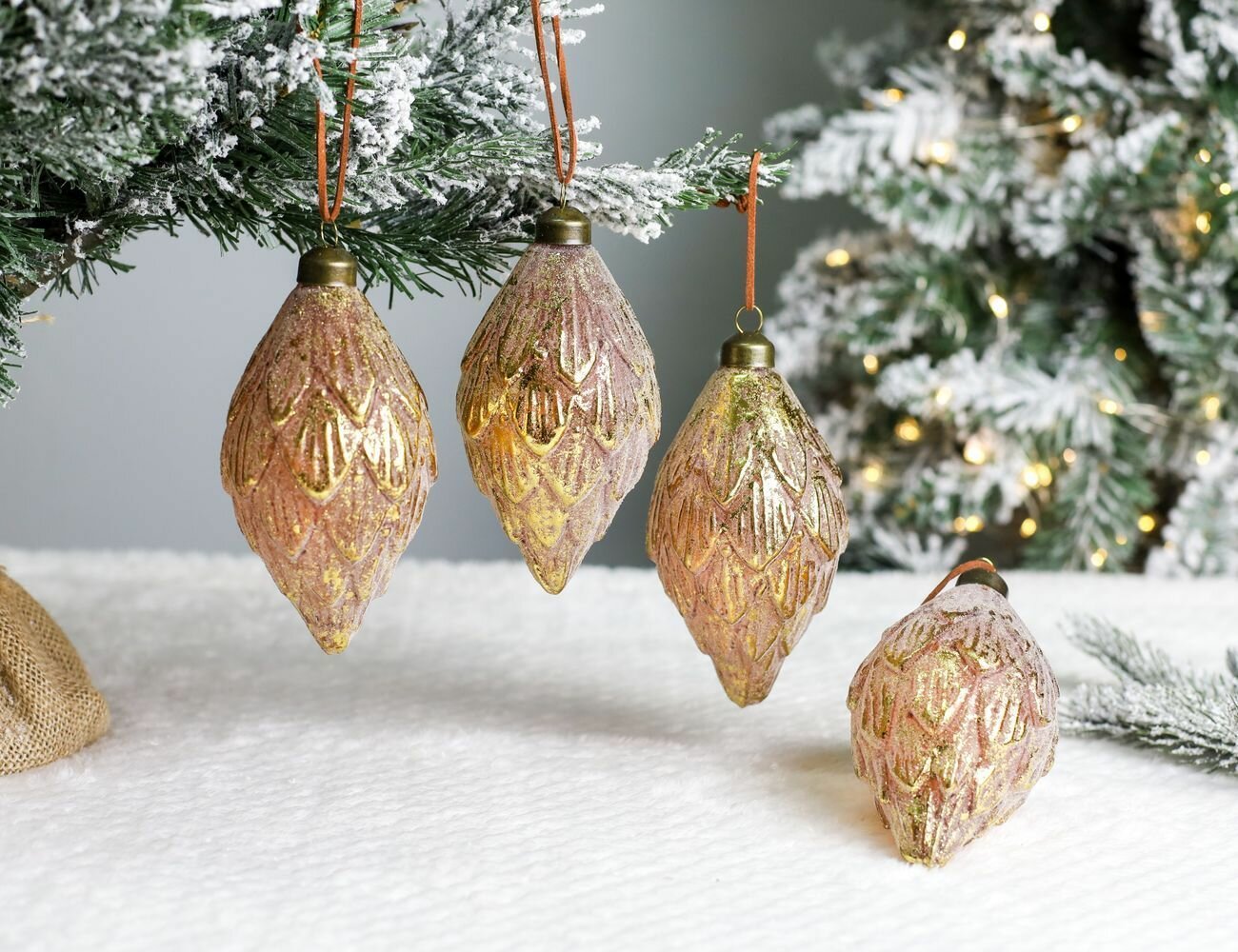 Набор ёлочных украшений шишки 'имельди', стекло, 13 см, 4 шт, Winter Deco 5030068