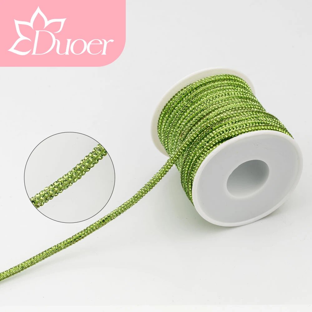 DUOER стеклянная трубка-веревка со стразами, 5 ярдов, Peridot